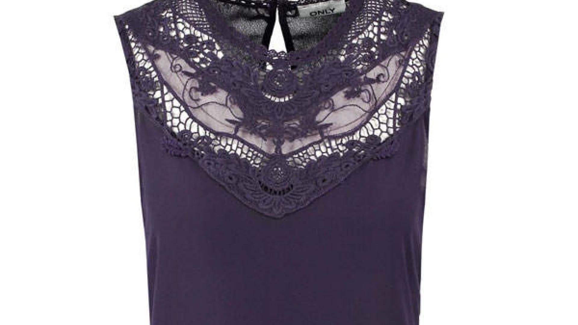 Lila Top mit Spitze von Only